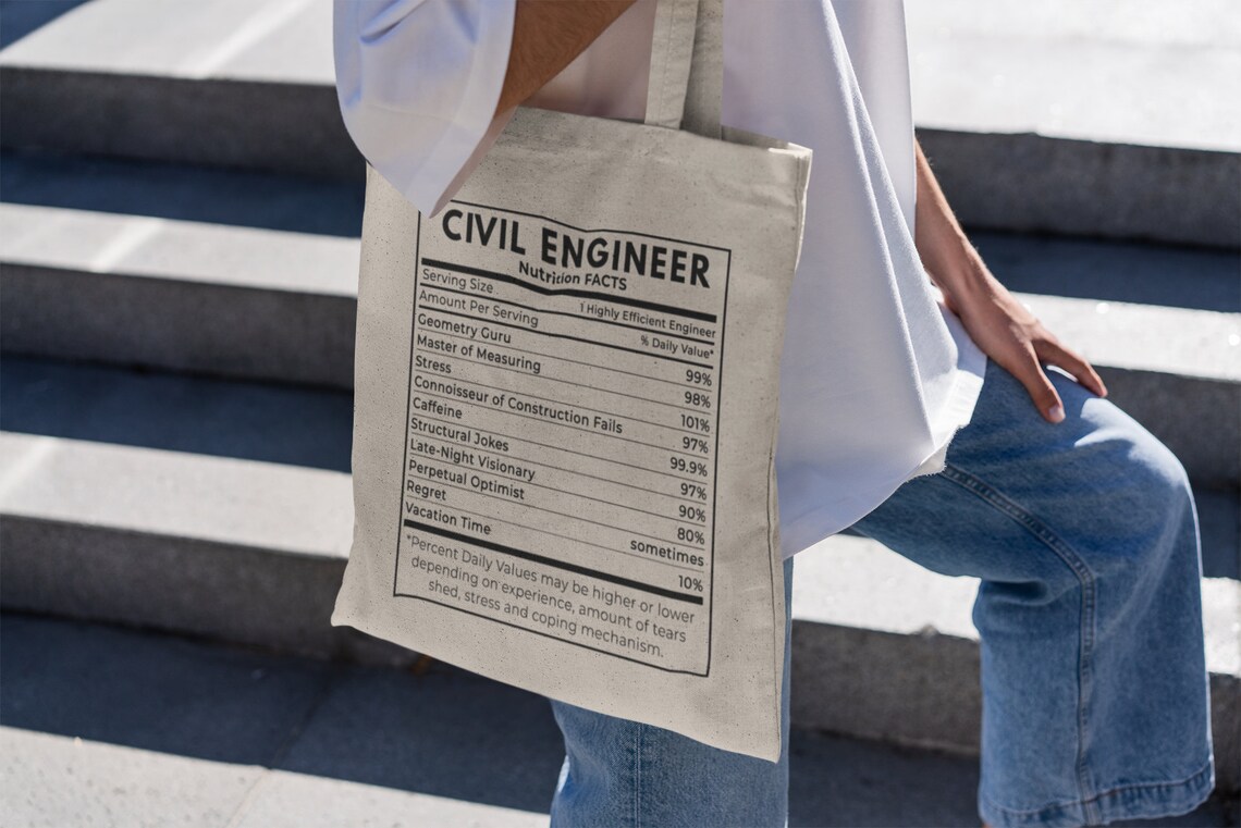 Civil Engineer Nutrifacts Tote Bag Gift to Engineers - Civil Engineer ...