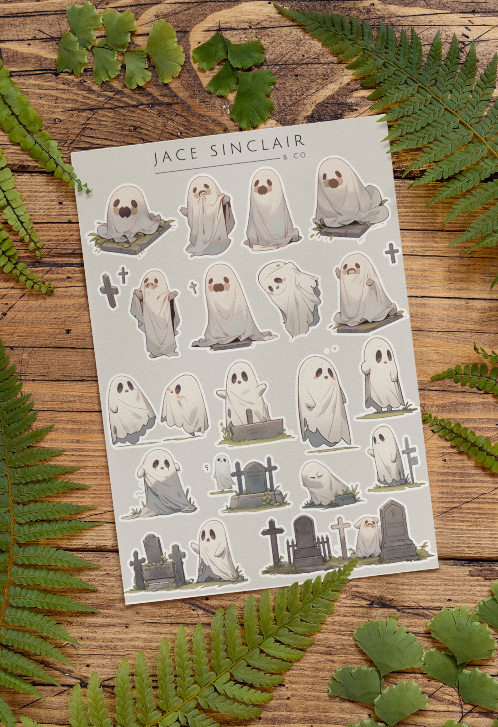 603 DIGITAL Kawaii Ghost Stickers Vol 1 & 2 - Ghost Halloween Stickers ...