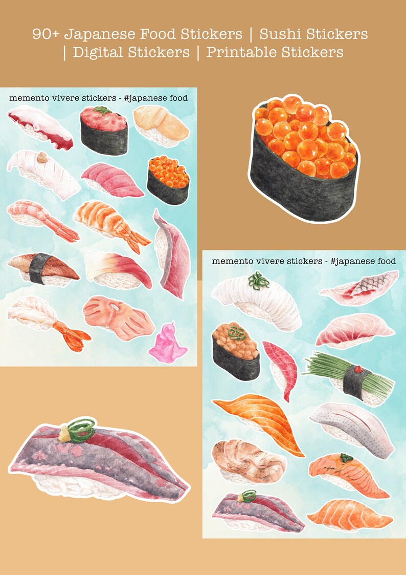 90+ Cute Japanese Food Stickers | Kawaii Food Stickers | Sushi Stickers ...