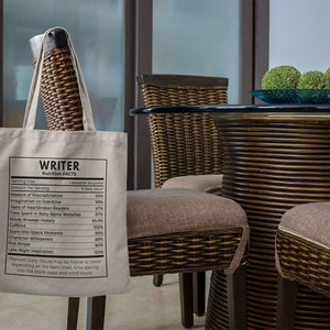 Writer Nutrifacts Tote Bag - Gift to Writers - Writer Gift - Organic ...