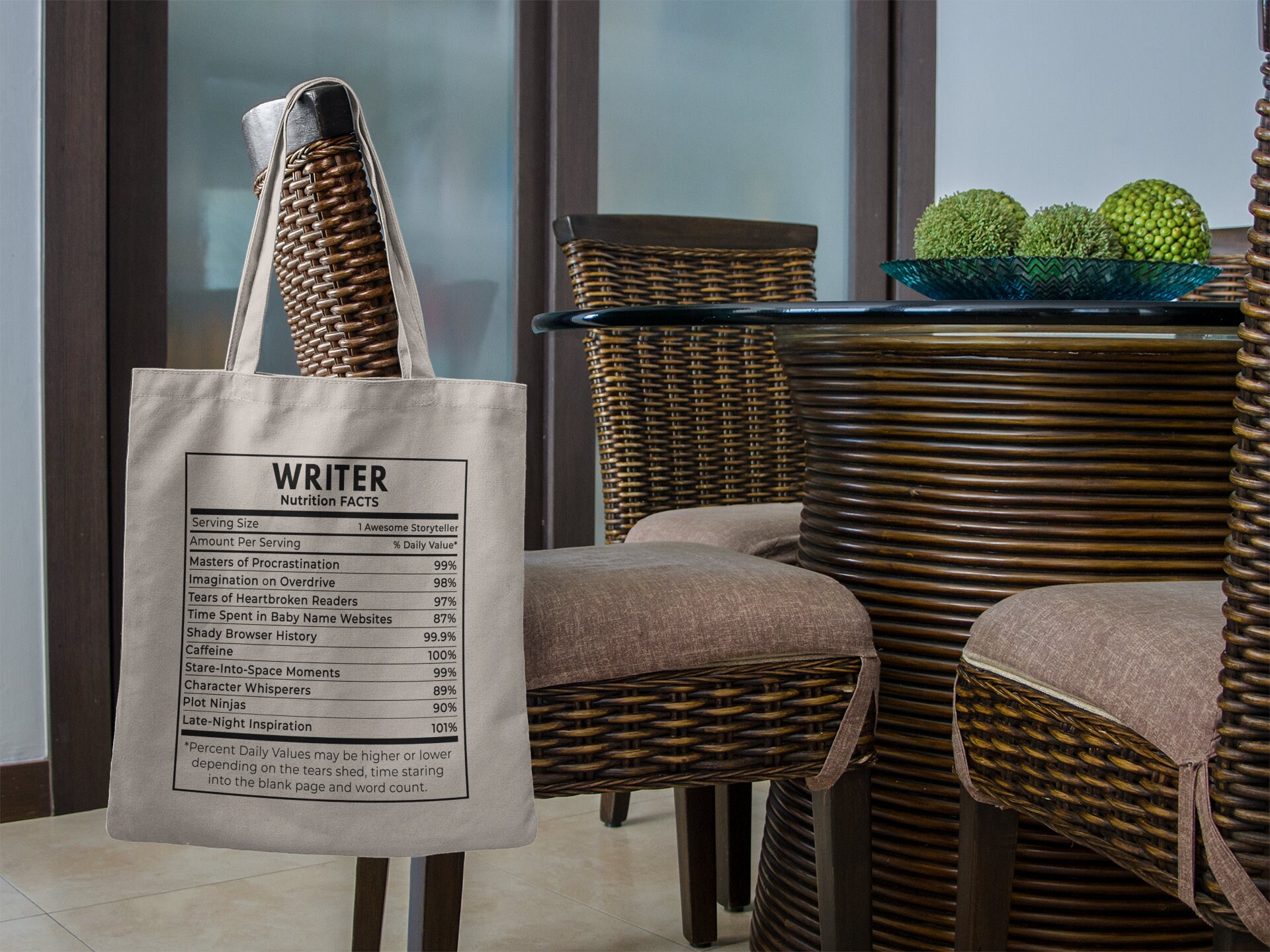 Writer Nutrifacts Tote Bag - Gift to Writers - Writer Gift - Organic ...