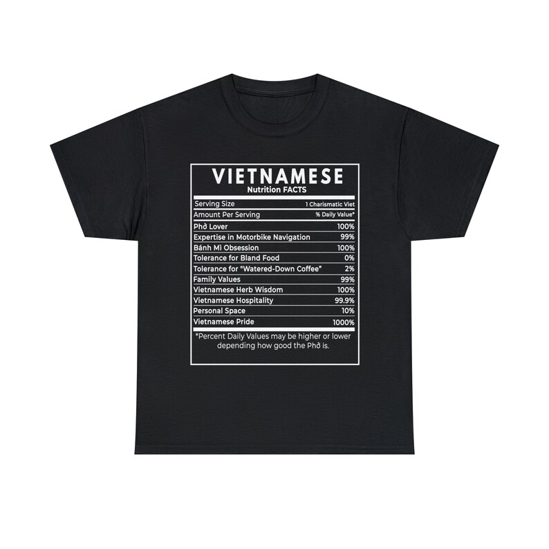 Black or Navy Vietnamese Nutrifacts - Vietnamese Nutrition Facts T-shirt - Gifts for Your Friend ...