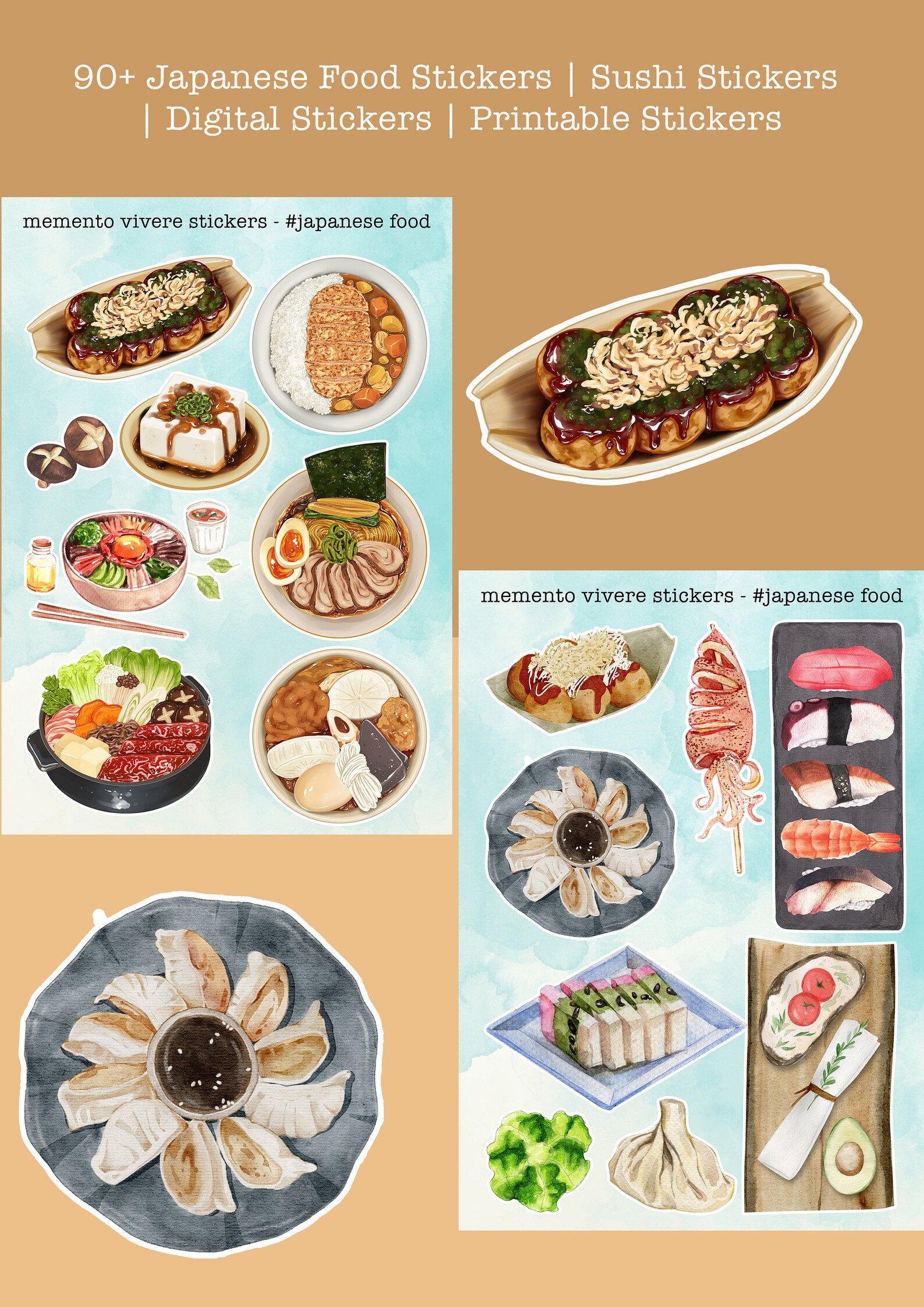 90+ Cute Japanese Food Stickers | Kawaii Food Stickers | Sushi Stickers ...