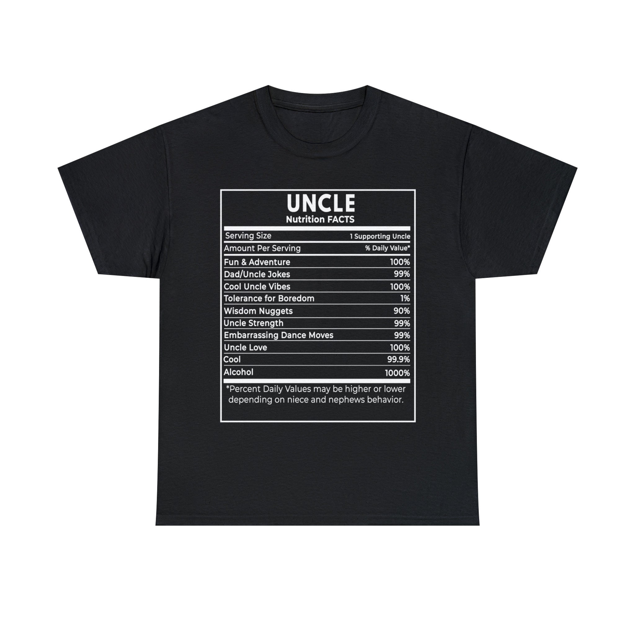 Black or Navy Uncle Nutrifacts - Uncle Nutrition Facts T-shirt - Gifts ...