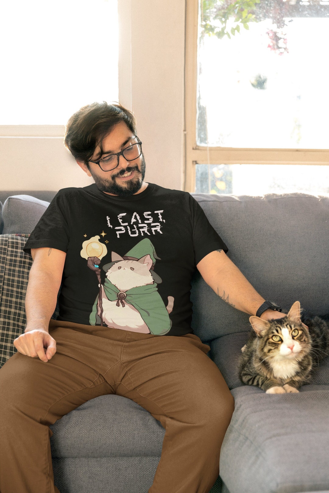 Wizard Cat T-shirt - Dungeons and Dragons Shirt - "i Cast Purr" Cat ...