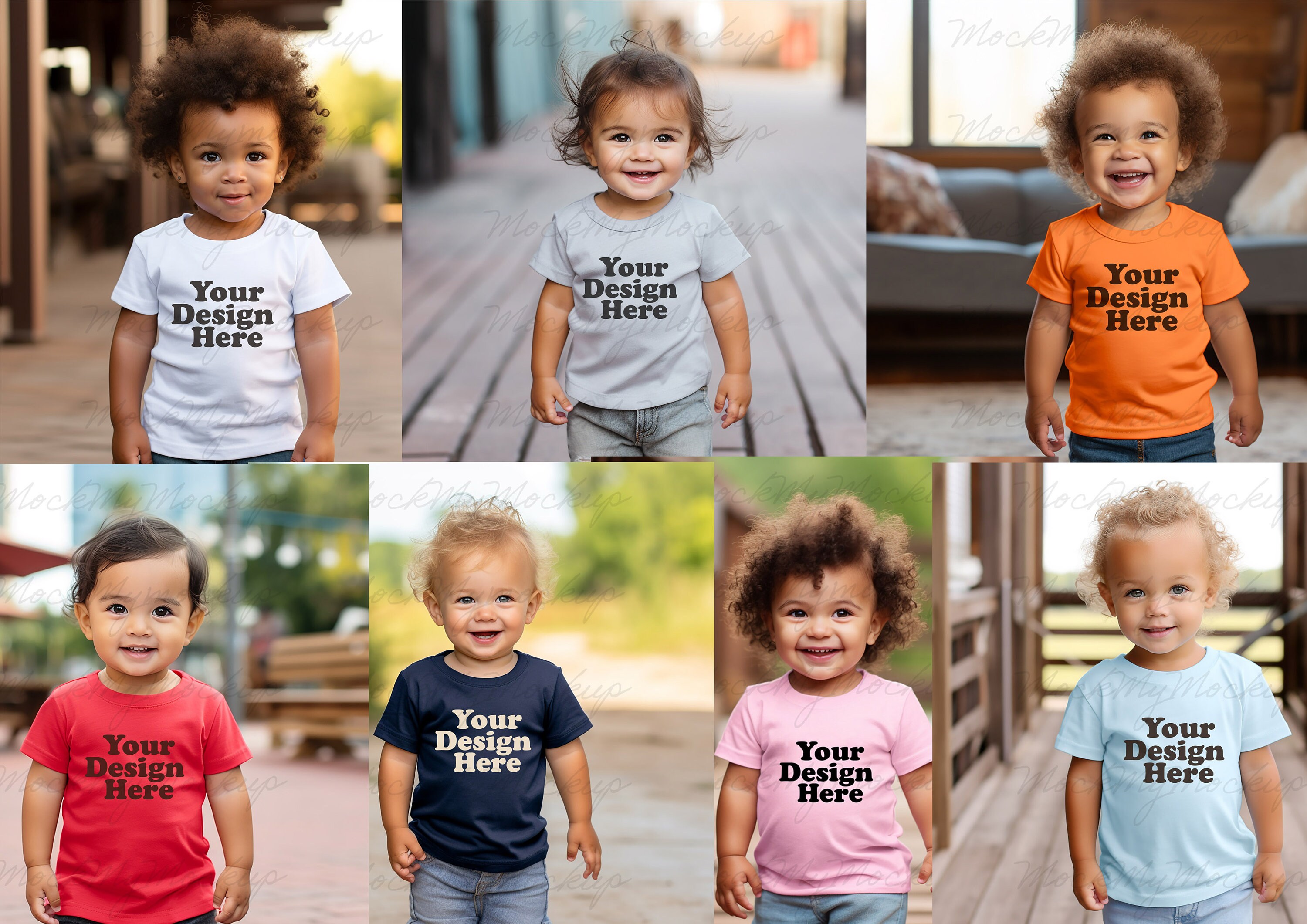 13 Colors Rabbit Skins 3321 Toddler's Fine Jersey Tee Mockup Bundle ...