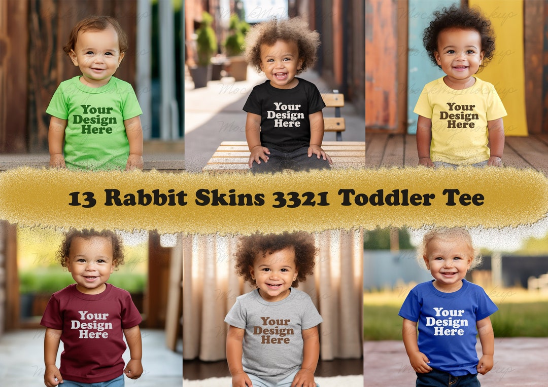 13 Colors Rabbit Skins 3321 Toddler's Fine Jersey Tee Mockup Bundle ...
