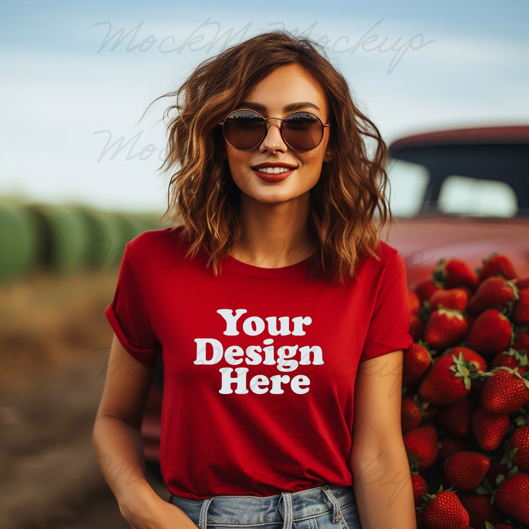 Red Bella Canvas 3001 Tshirt Mockup - Bella Canvas 3001 Shirt - Red ...