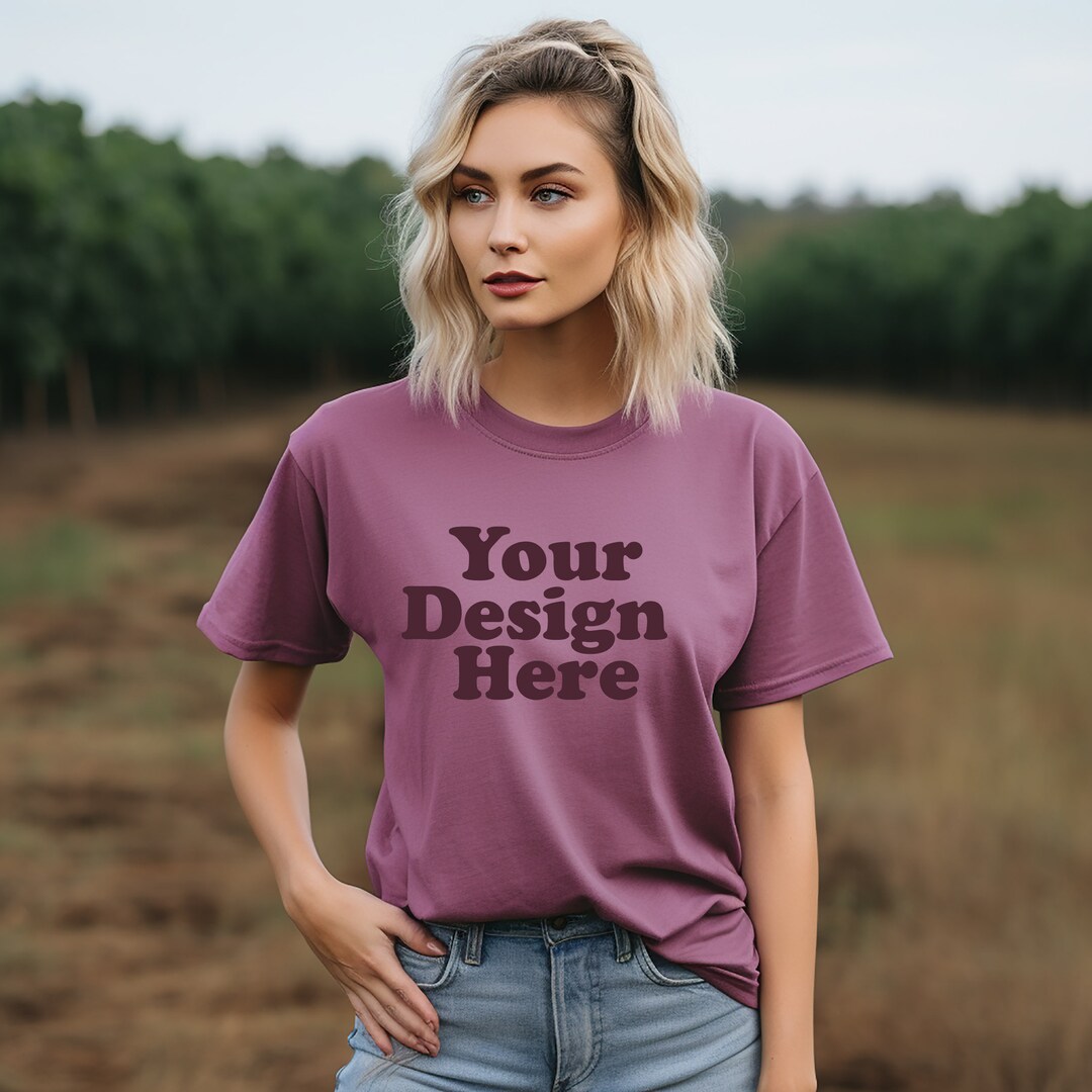 Berry Comfort Colors 1717 Tshirt Mockup, Female Model Comfort Colors ...