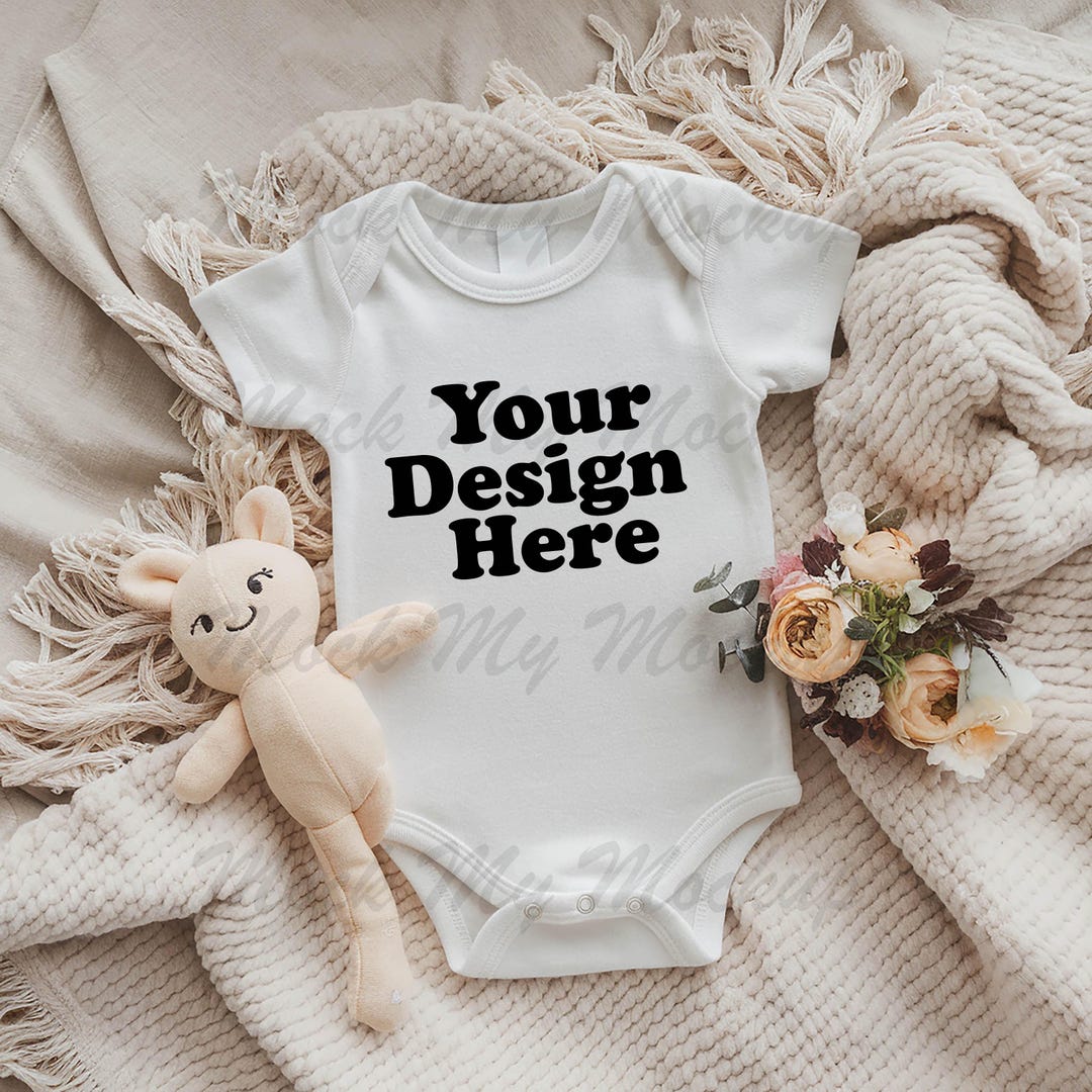 White Rabbit Skins Infant Fine Jersey Bodysuit Mockup White Mockup ...