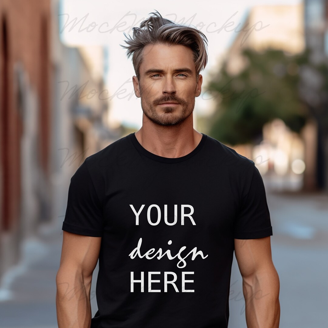Black T-shirt Male Model Mockup Photo Mockup Sublimation Mockup PNG ...