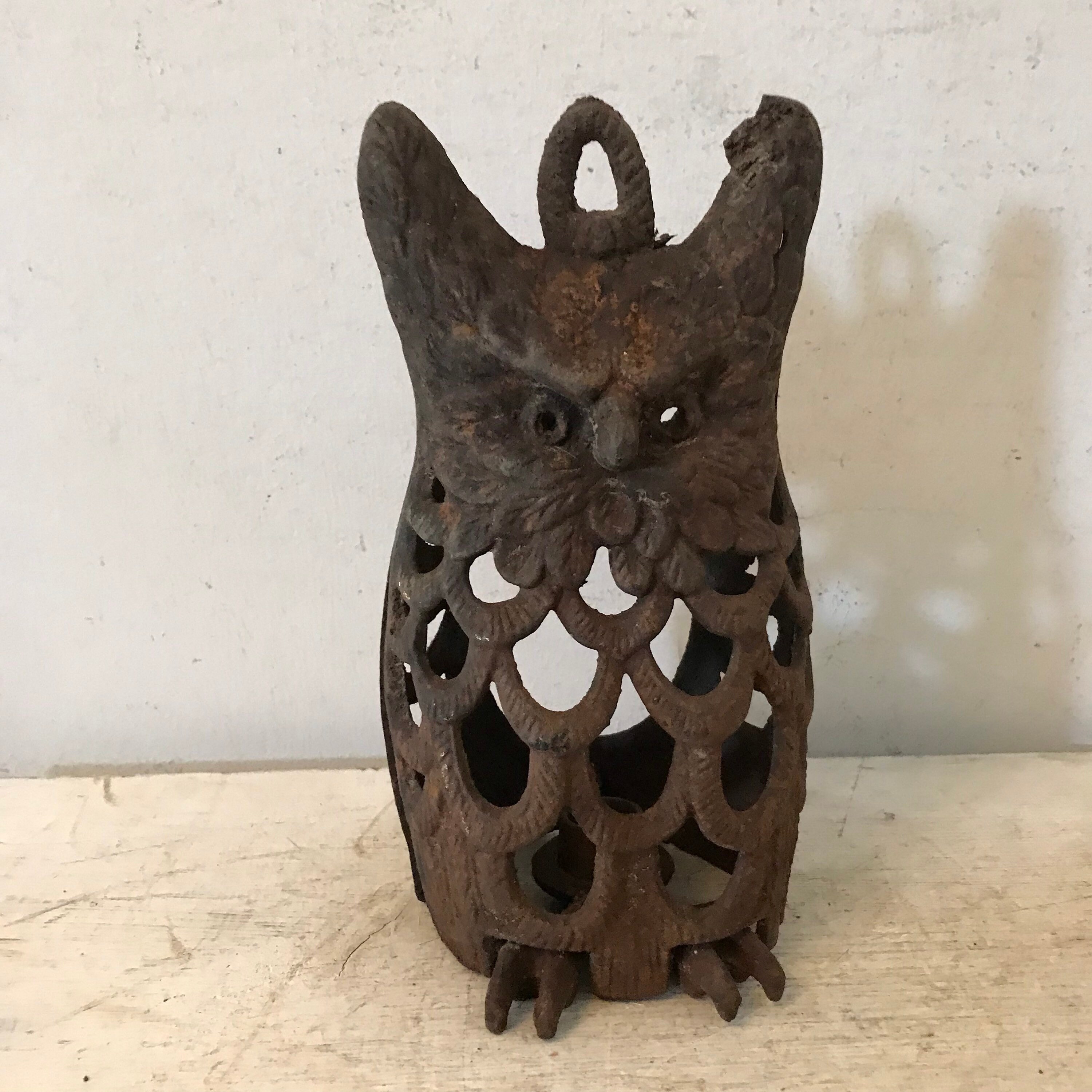 Antique Owl Lantern Japanese Lantern Cast Iron Rust Garden Lighting ...
