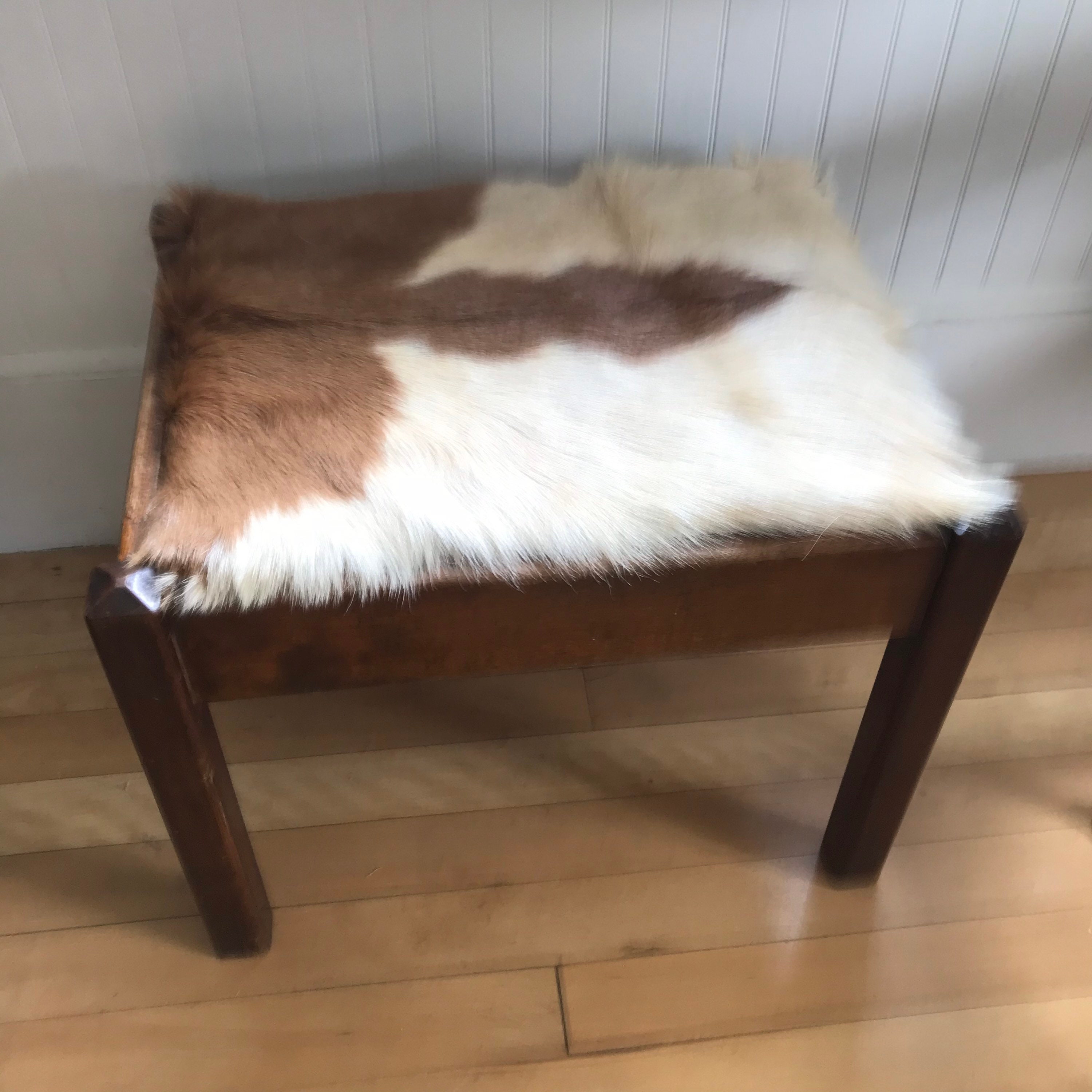 Antique Hair Hide Stool Mid Century Modern Stool Vintage Hide Ottoman ...