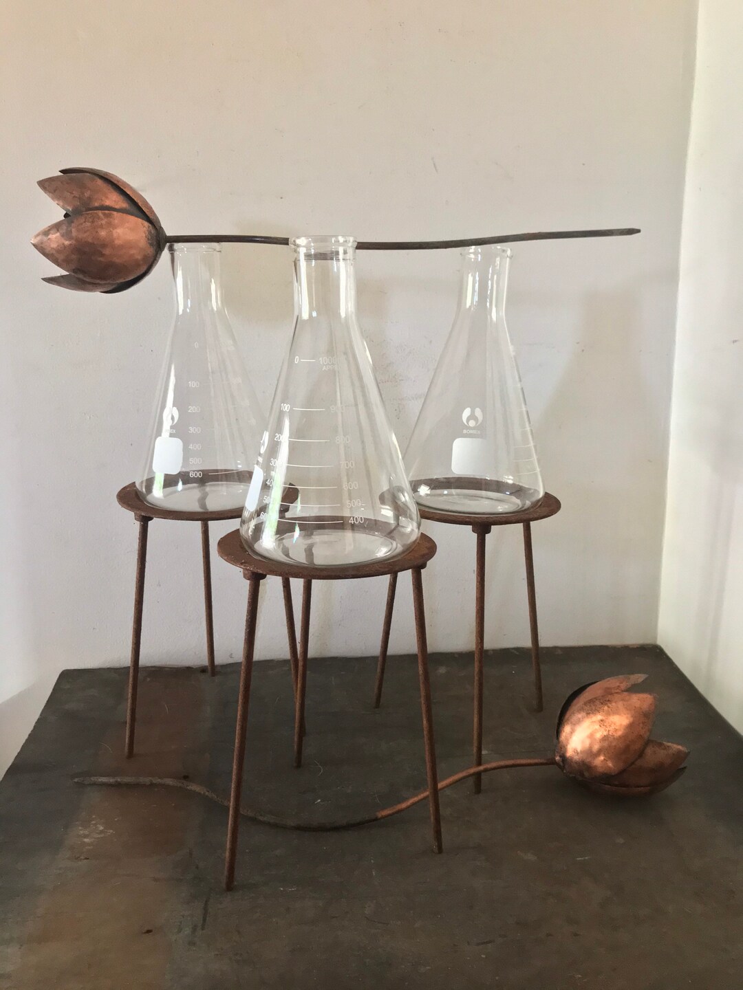 Antique Lab Stand Lab Beaker Lab Vase Glass Industrial Iron - Etsy