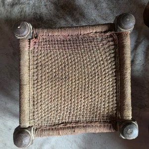 Antique Tribal Stool Indian Pidha Charpai Primitive Wood Rope Bench ...
