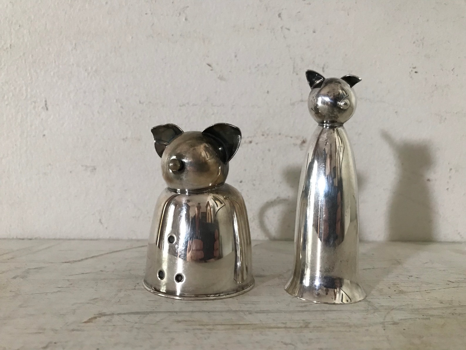 Antique Napier Cat and Mouse Jiggers Silver Cocktail Server Silver ...