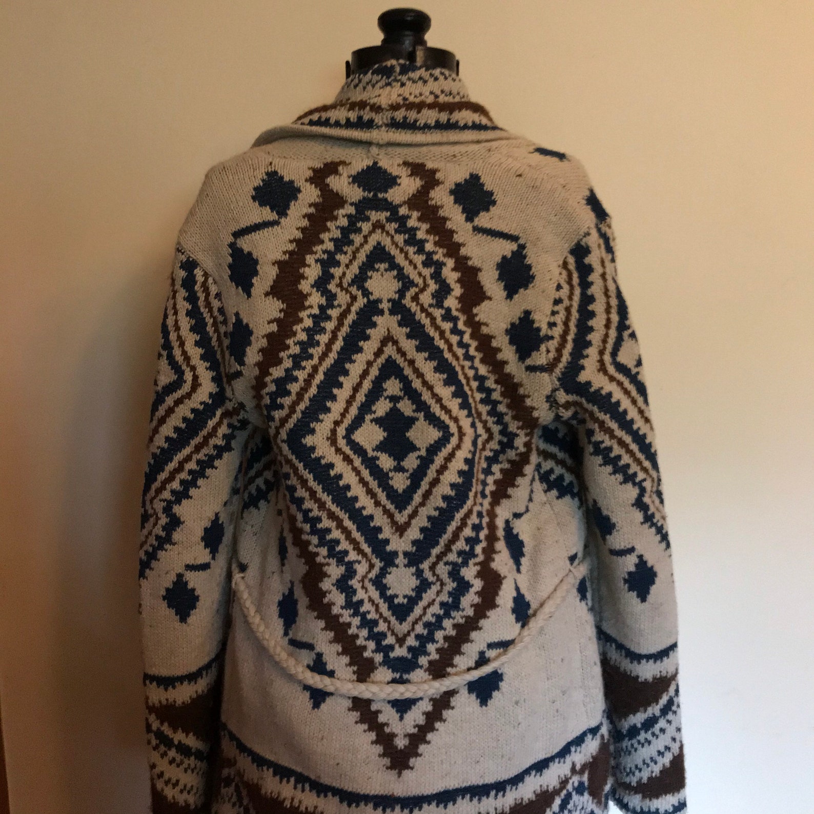 Vintage Ralph Lauren Cardigan Wool Blend Knit Sweater Tribal Native ...