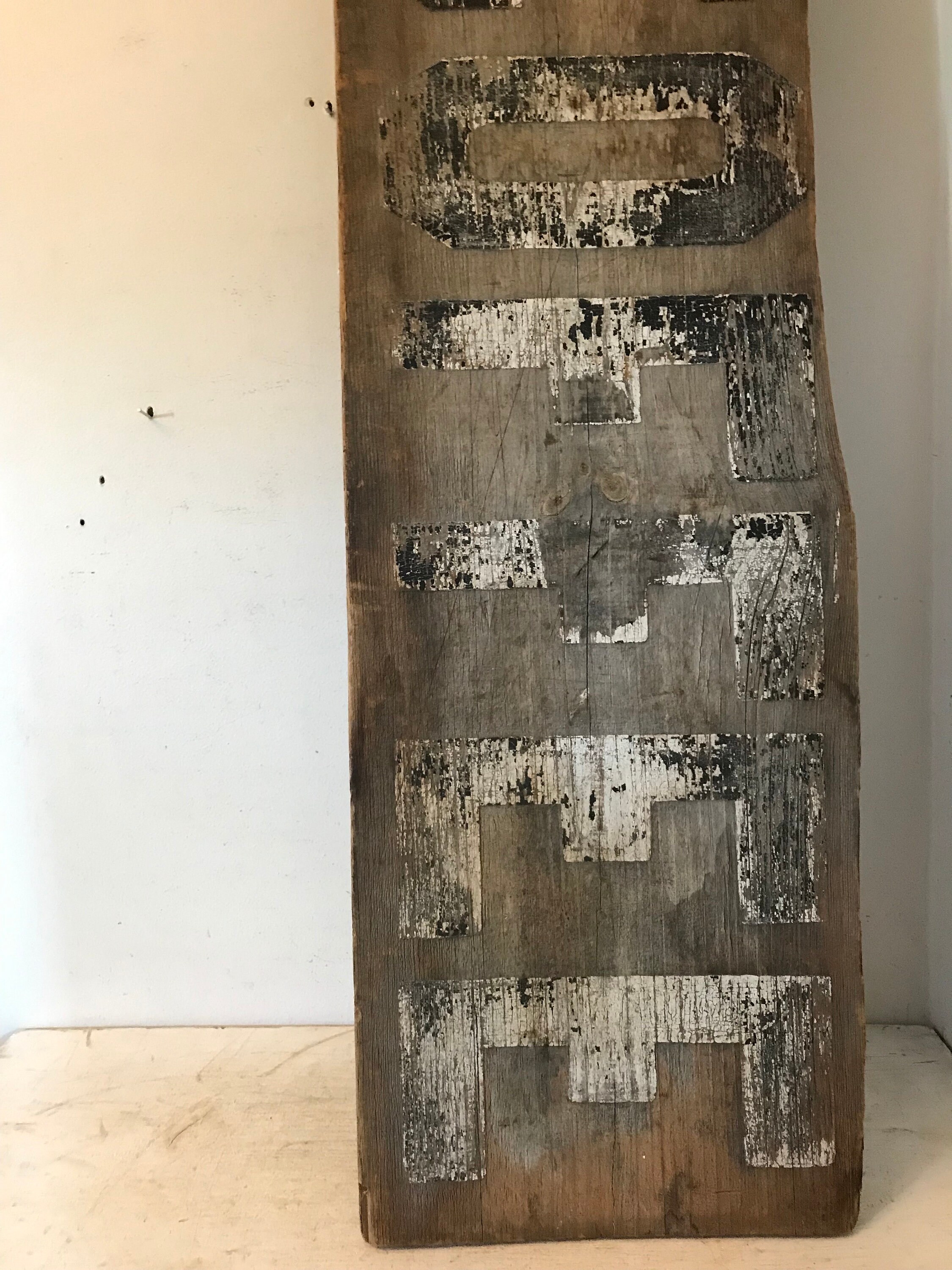 Antique Wood Sign Hot Coffee Take Out Sign Road Side Stand Mid Century ...