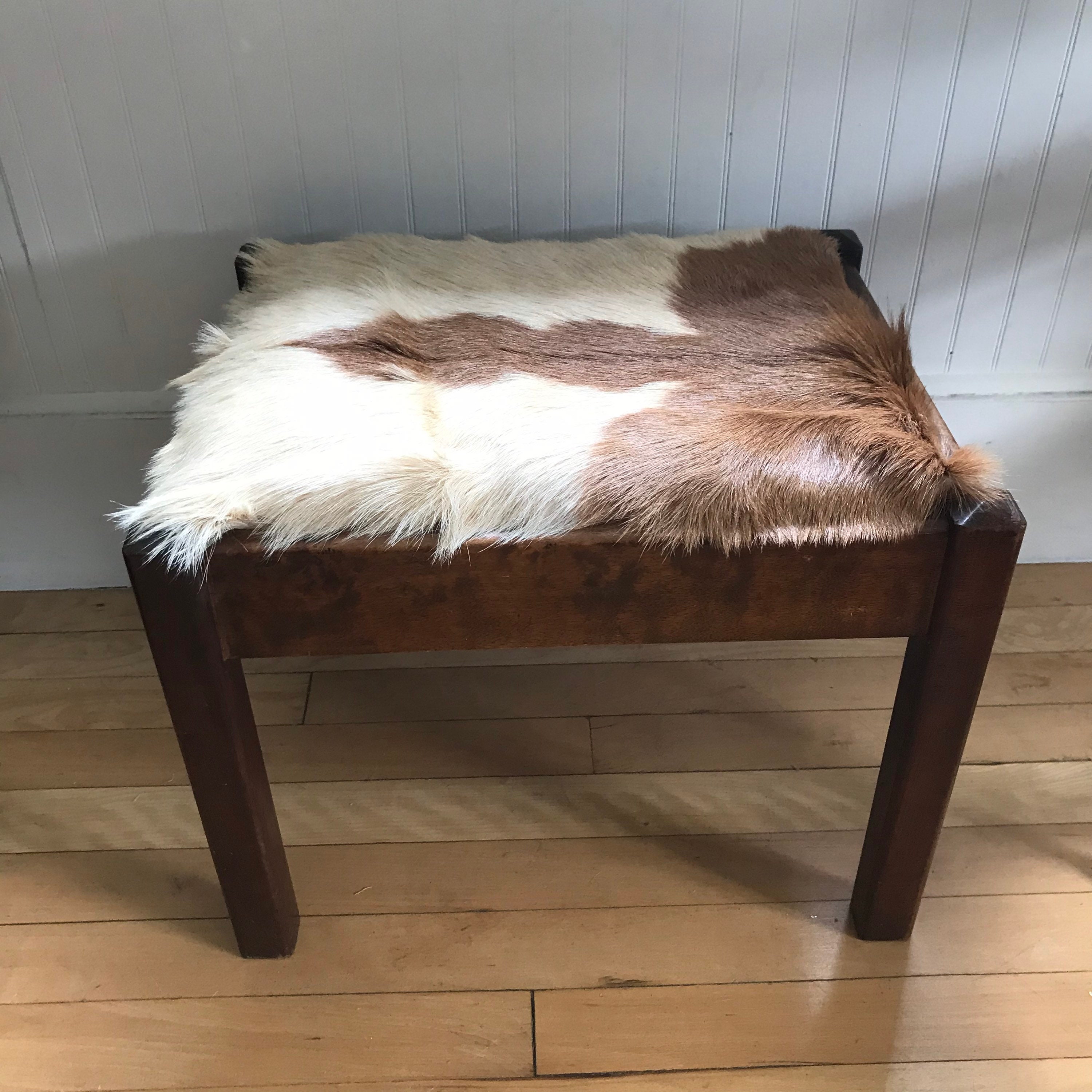 Antique Hair Hide Stool Mid Century Modern Stool Vintage Hide Ottoman ...