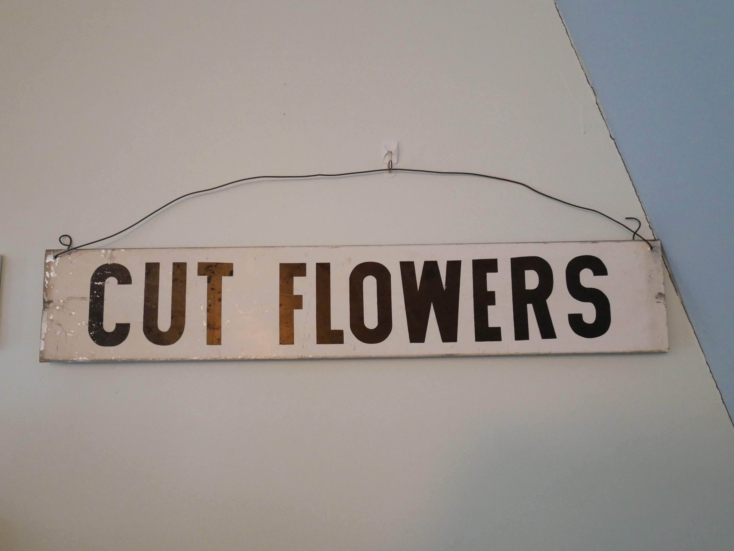 Antique Metal Sign Enamel Cut Flowers, Florist Industrial Sign Metal ...