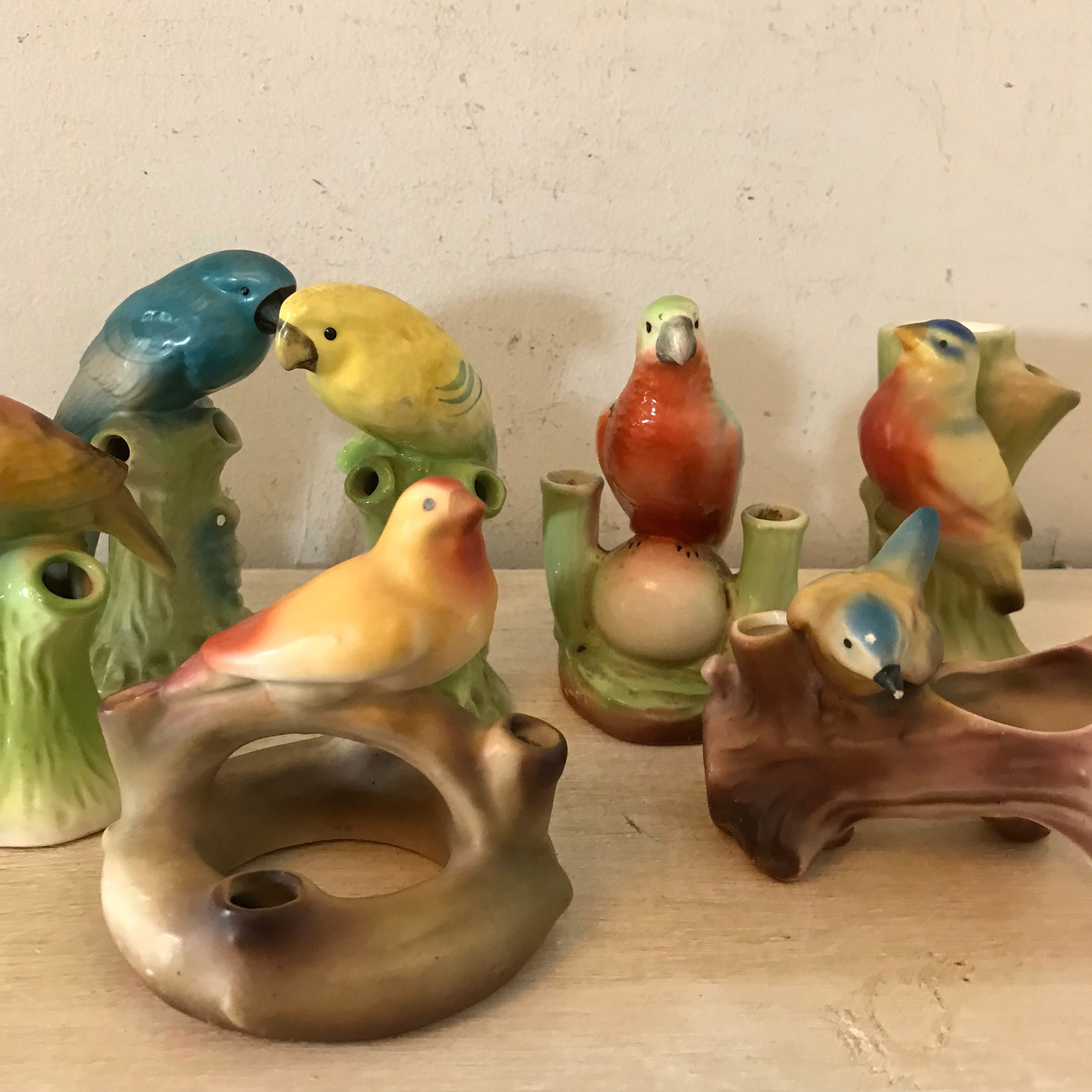 Antique Flower Frogs Birds Collection Czechaslavakia Flower Arranger ...