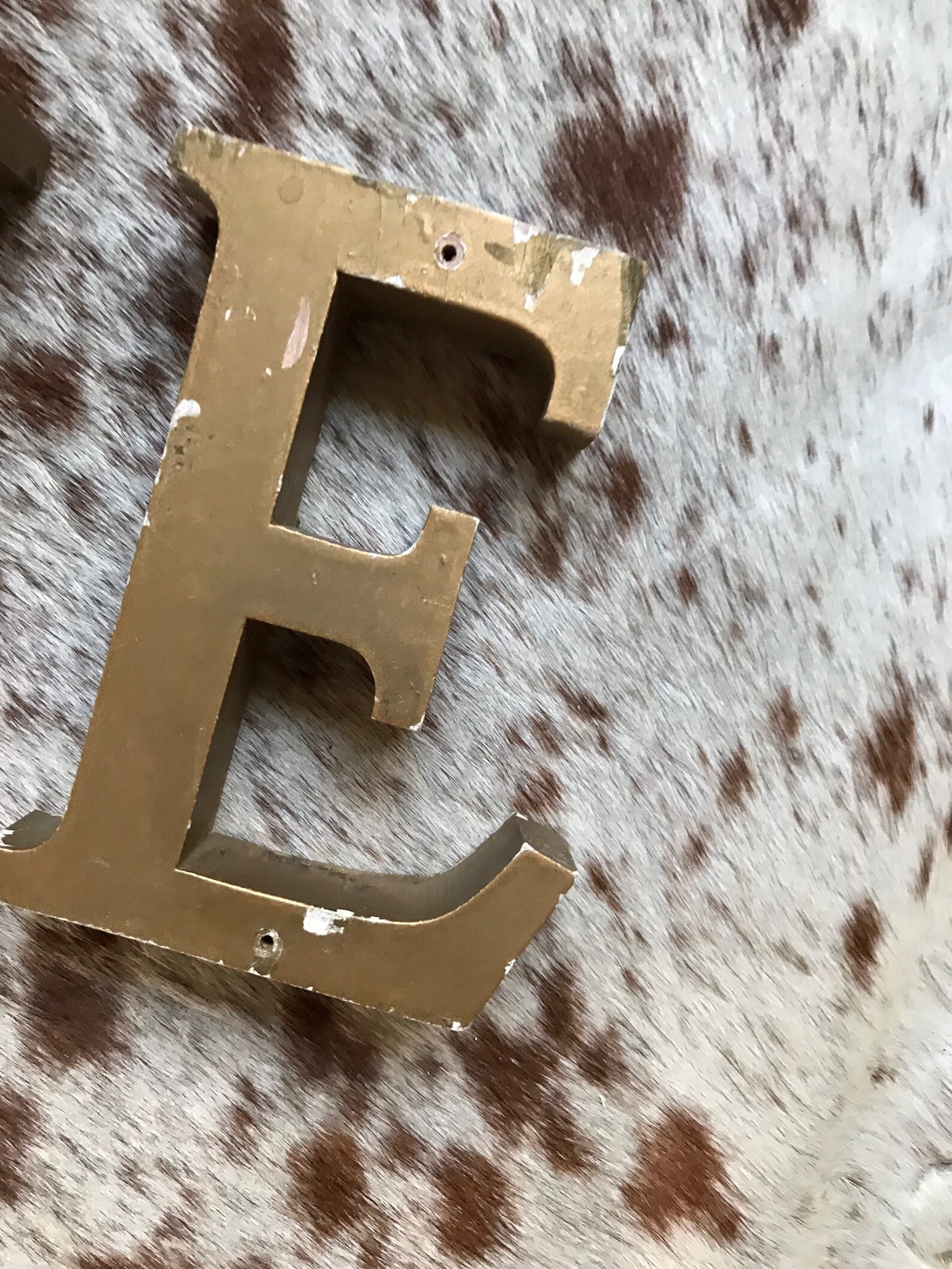 Antique Wood Letters Distressed Wood Spell Out PIE Letter P Gilded ...