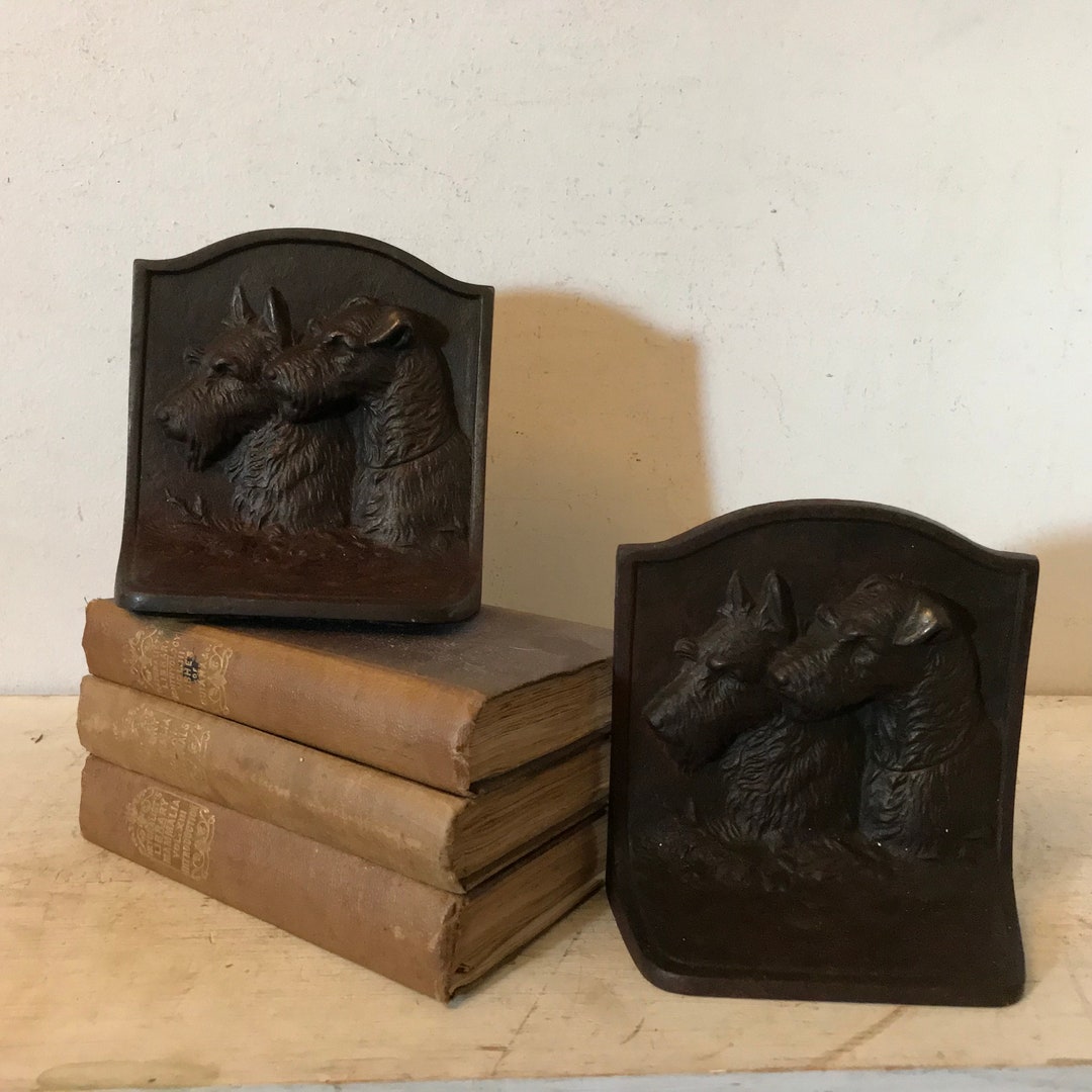 Antique Cast Iron Dog Bookends Terrier Airedale Type - Etsy
