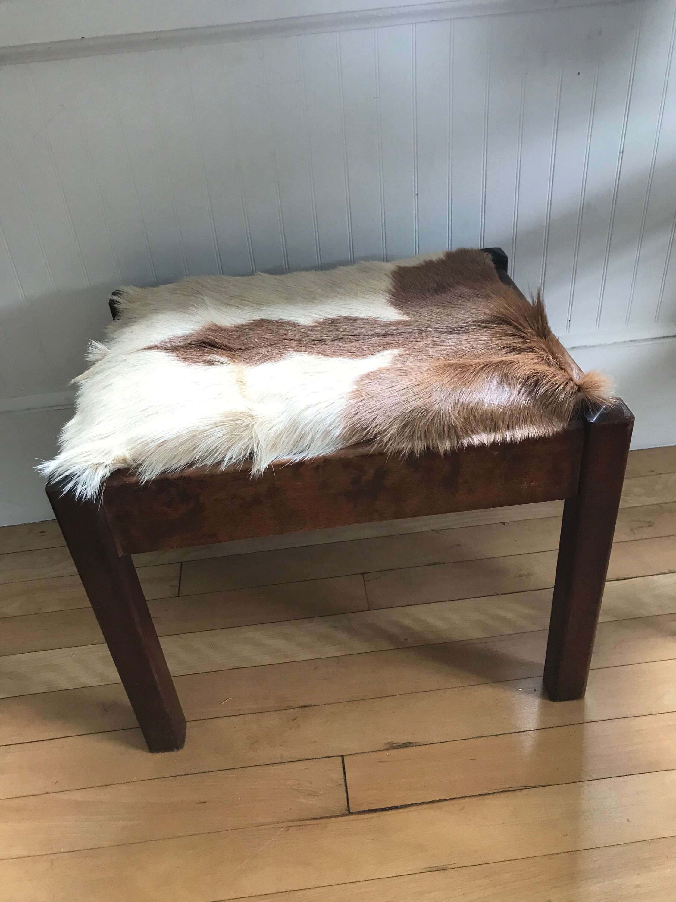 Antique Hair Hide Stool Mid Century Modern Stool Vintage Hide Ottoman ...