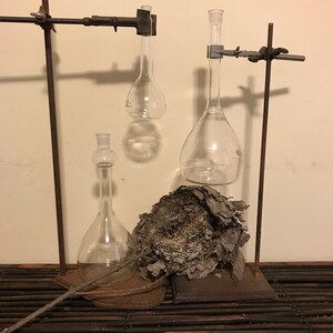 Antique Science Lab Stand Lab Beaker Lab Vase Glass Industrial Iron ...