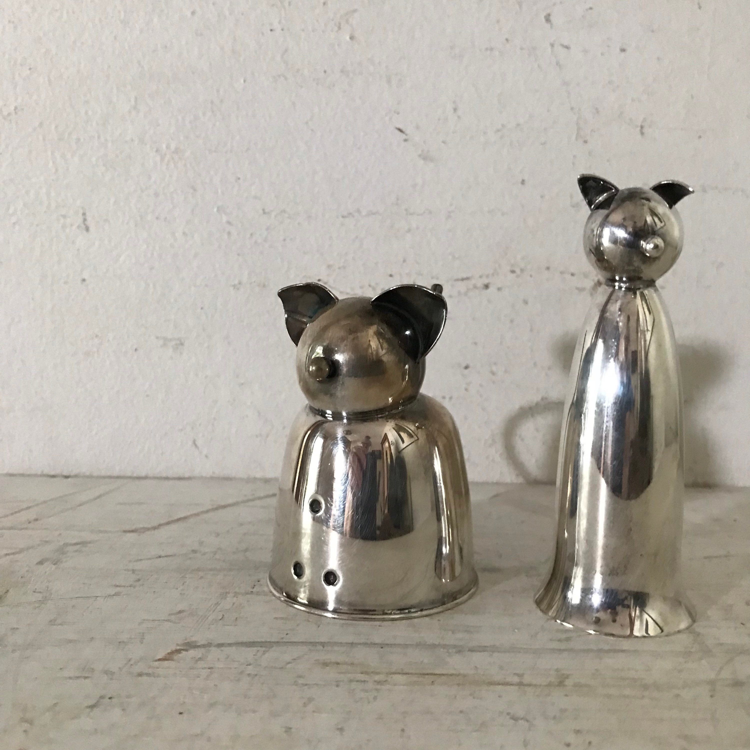 Antique Napier Cat and Mouse Jiggers Silver Cocktail Server Silver ...