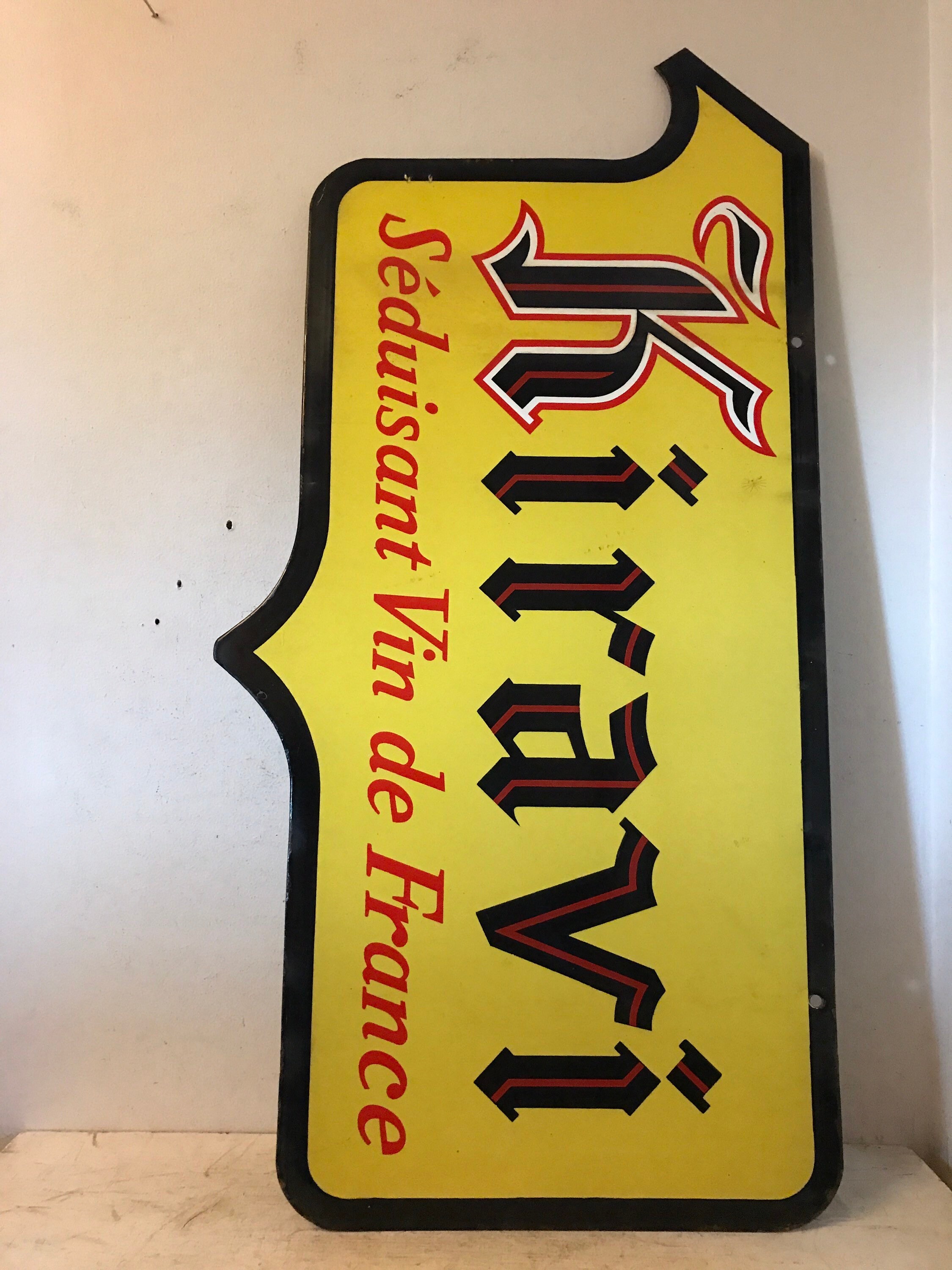 Antique French Wine Sign Enamel Kiravi Vin De France Industrial Sign ...