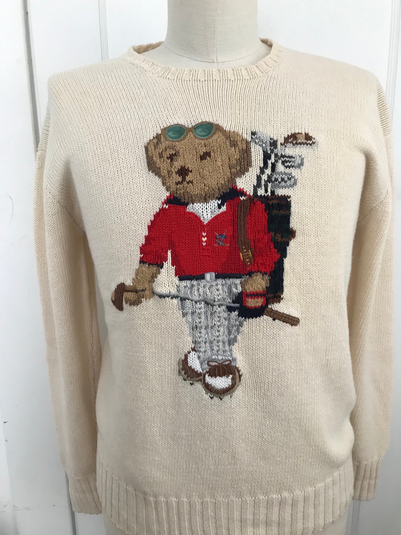 Vintage Ralph Lauren Polo Bear Sweater Golf Bear - Etsy