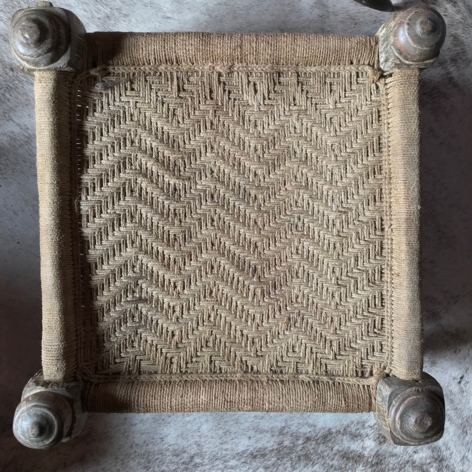 Antique Tribal Stool Indian Pidha Charpai Primitive Wood Rope Bench ...