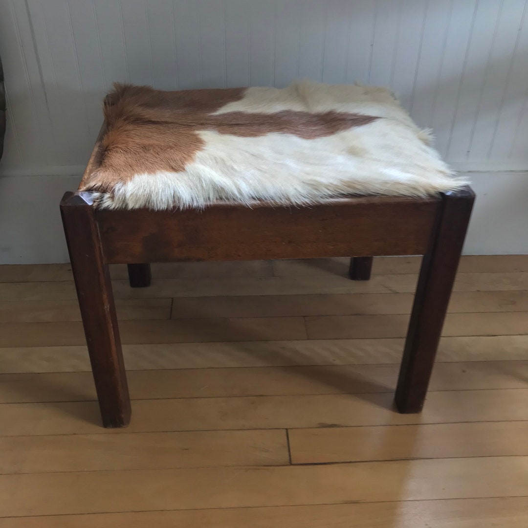 Antique Hair Hide Stool Mid Century Modern Stool Vintage Hide Ottoman ...