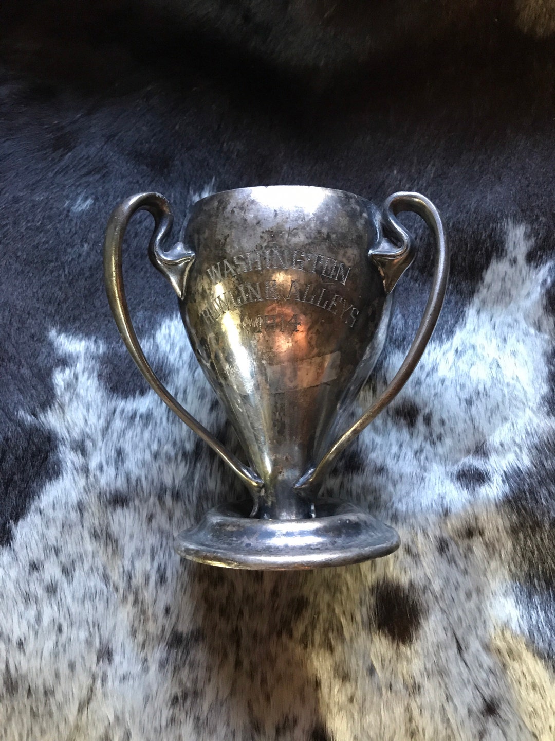 Antique Bowling Trophy, Silver Plate, Cup Trophy, 1914 Memorabilia ...
