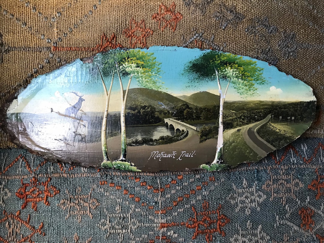 Antique Folk Art Painting Mohawk Trail Western Massachusetts Souvenir ...