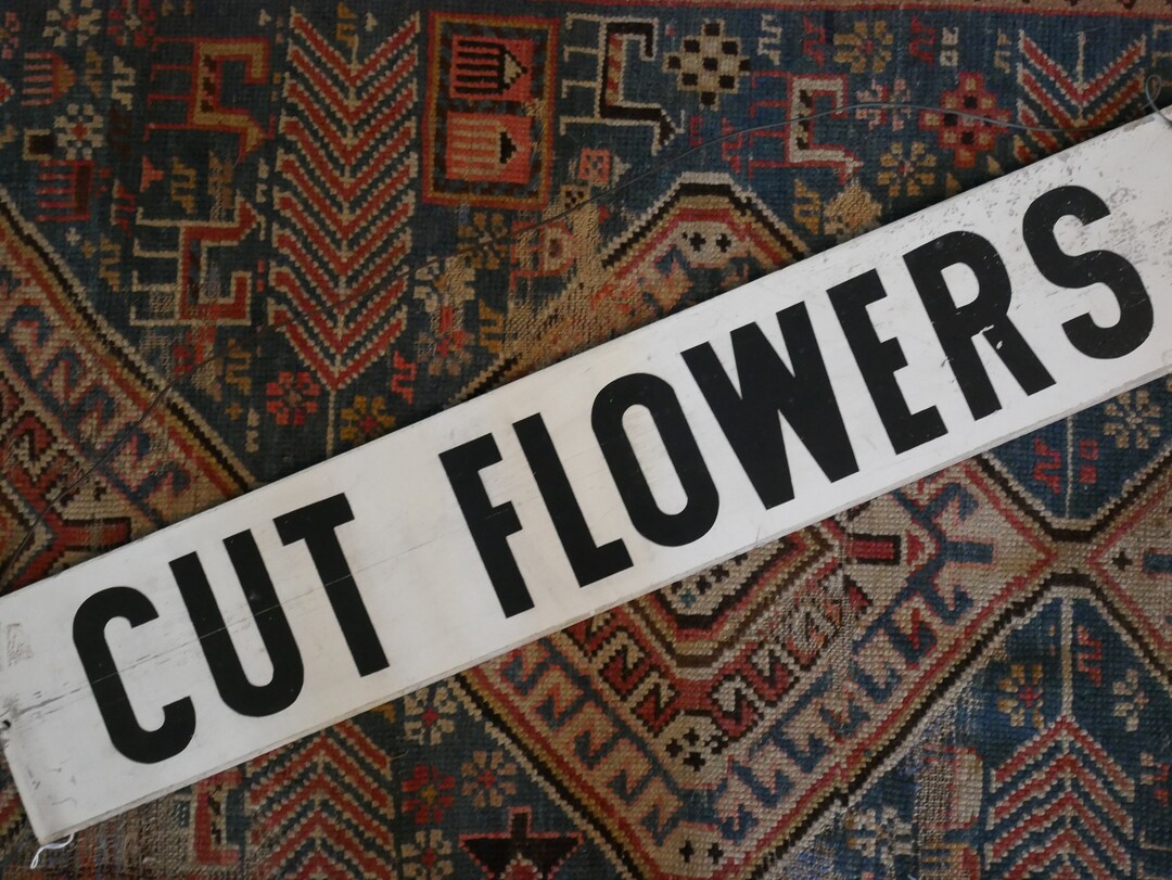 Antique Metal Sign Enamel Cut Flowers, Florist Industrial Sign Metal ...