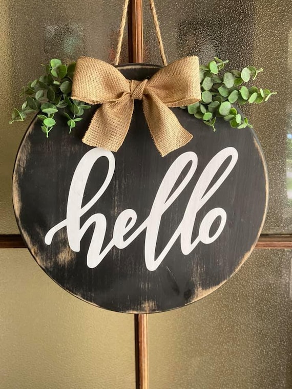 Black Hello Sign | Etsy