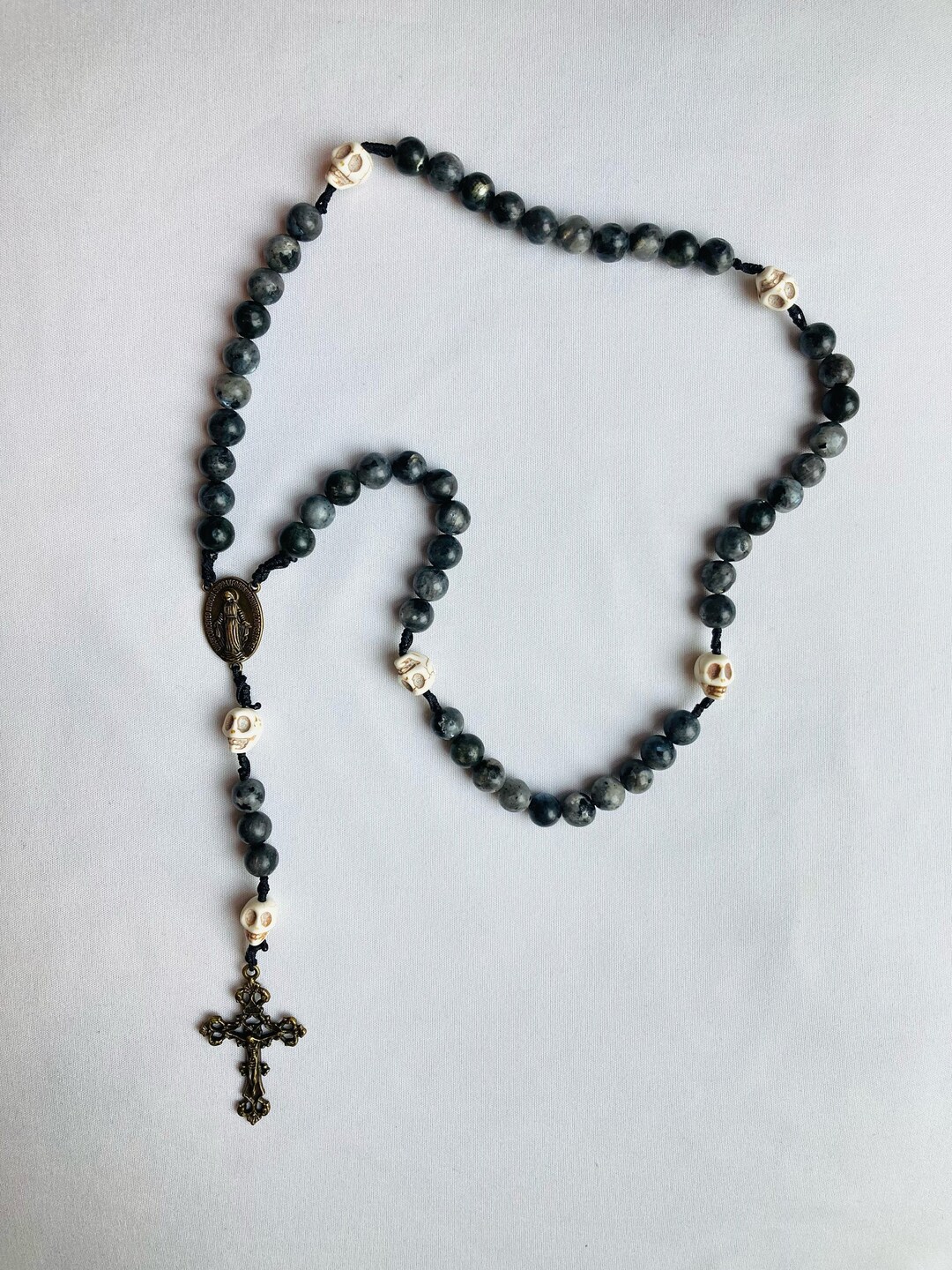 Little Memento Rosary | Customizable, Skulls, Larvikite, Rosary ...