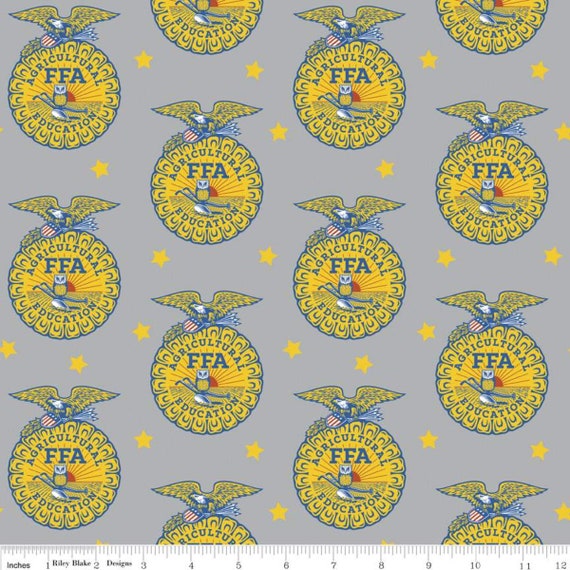 FFA Emblems and Stars on Gray Fabric FFA Forever Blue - Etsy