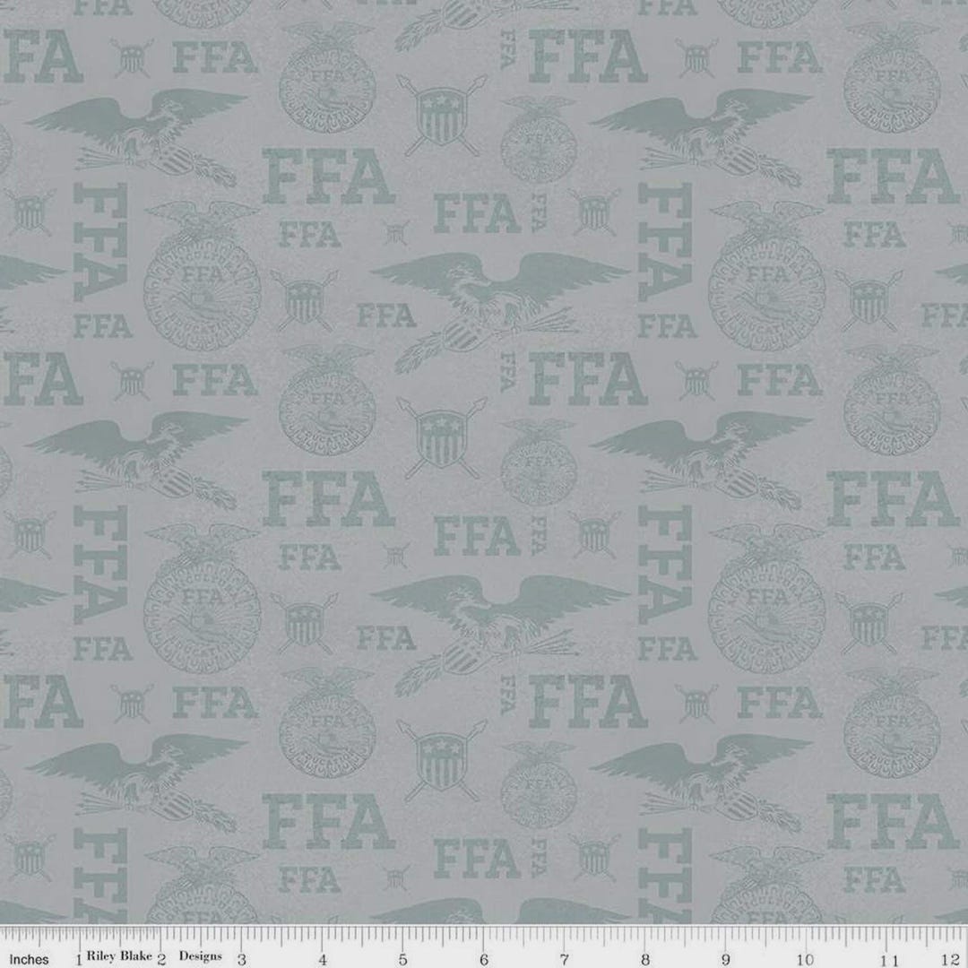 FFA Forever Blue Refreshed Tonal Emblems on Gray - Riley Blake Designs ...