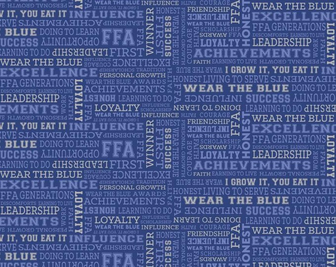 FFA Text on Blue Fabric - FFA Forever Blue - Riley Blake Designs - 100% ...