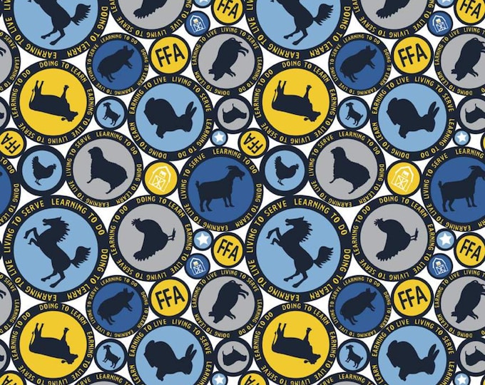 FFA Circles & Animals on White - FFA Forever Blue - Riley Blake Designs ...