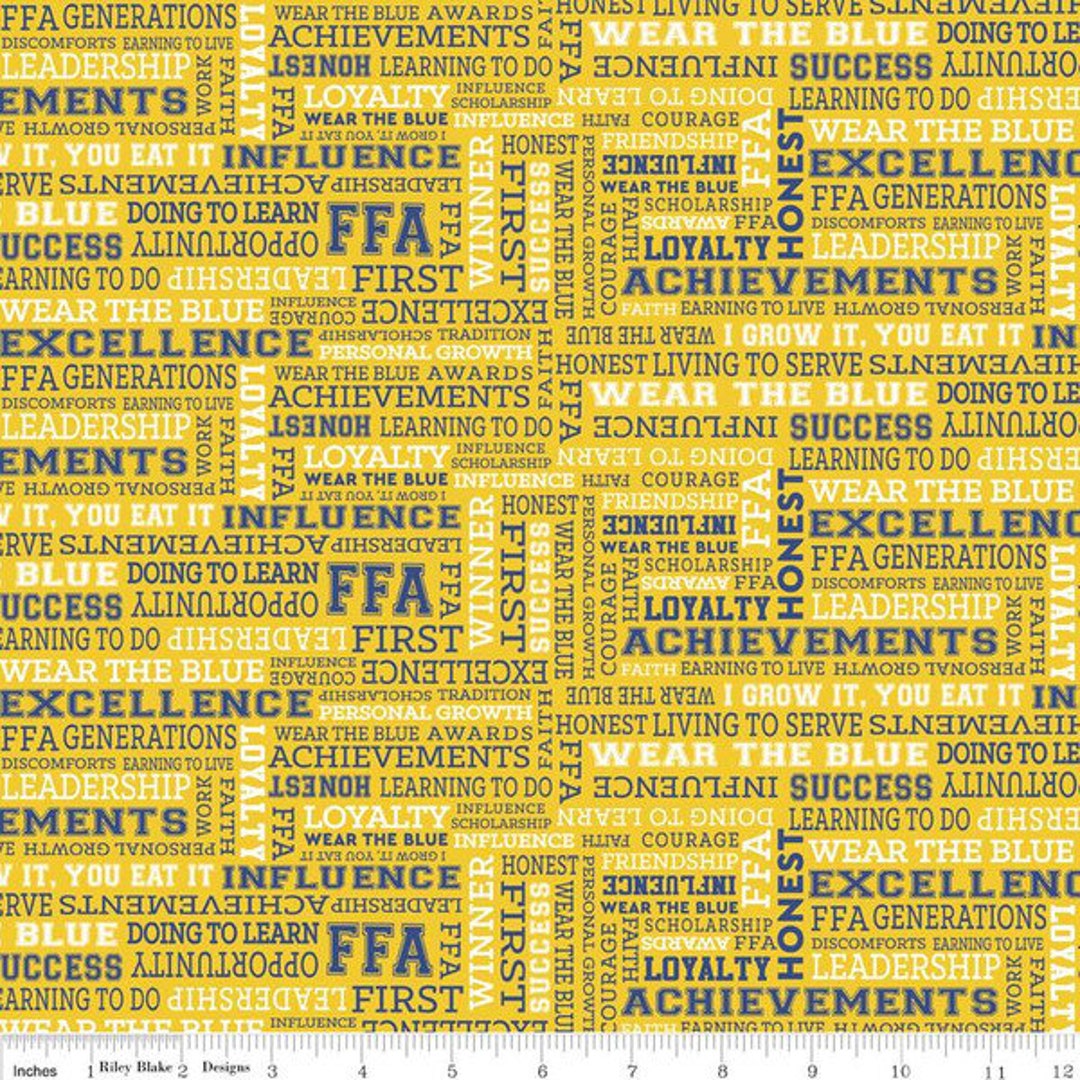 FFA Text on Gold Fabric FFA Forever Blue Riley Blake - Etsy