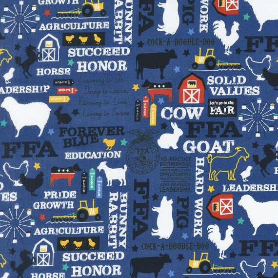 FFA Forever Blue Design on Blue Riley Blake Designs 100% - Etsy