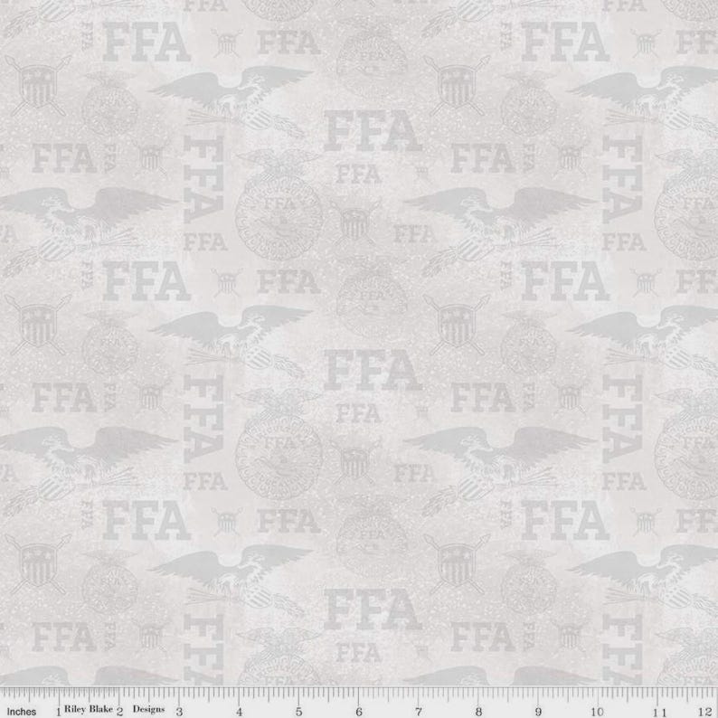 FFA Forever Blue Refreshed Tonal Emblems on off White - Riley Blake ...