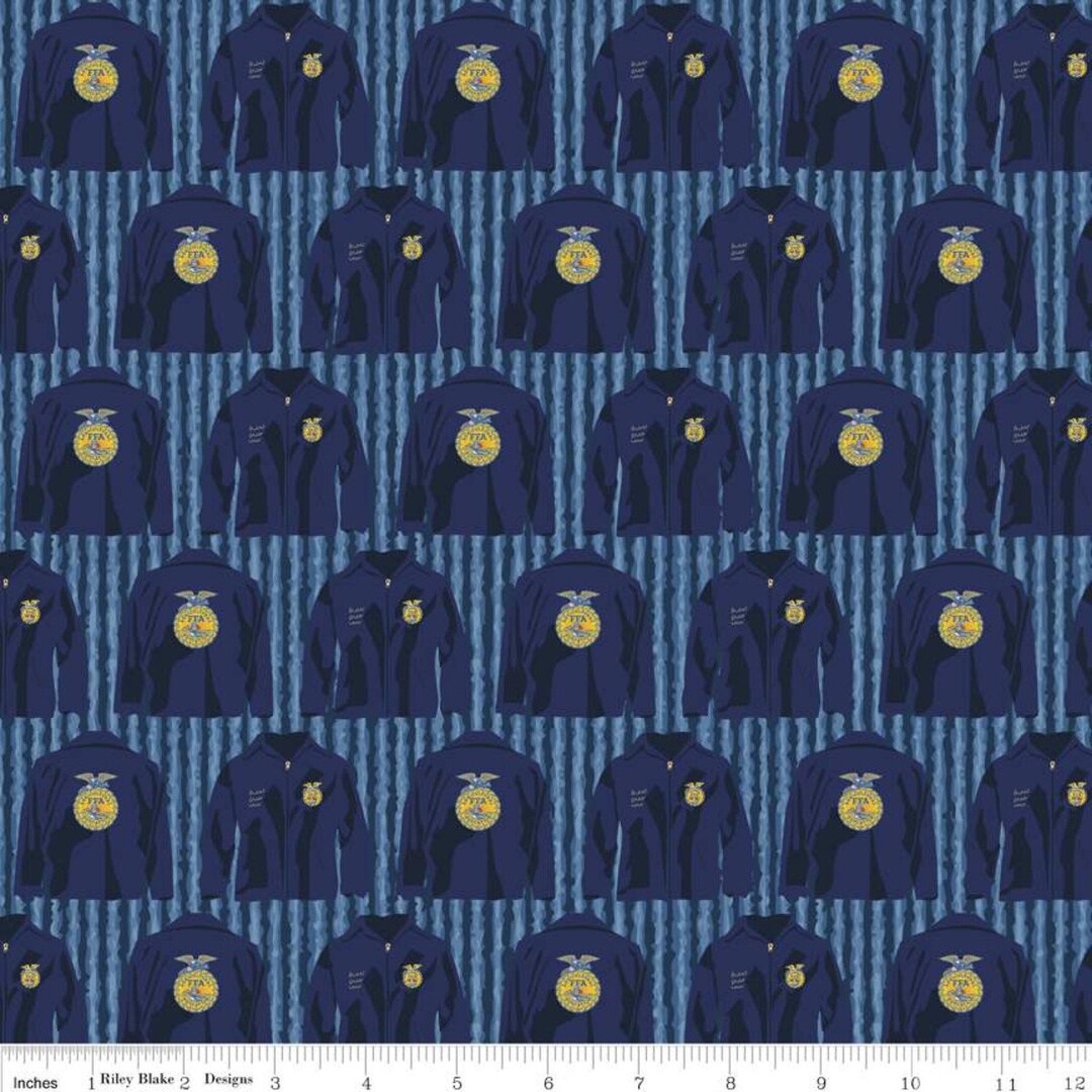 FFA Blue Jacket on Blue Fabric - FFA Forever Blue - Riley Blake Designs ...