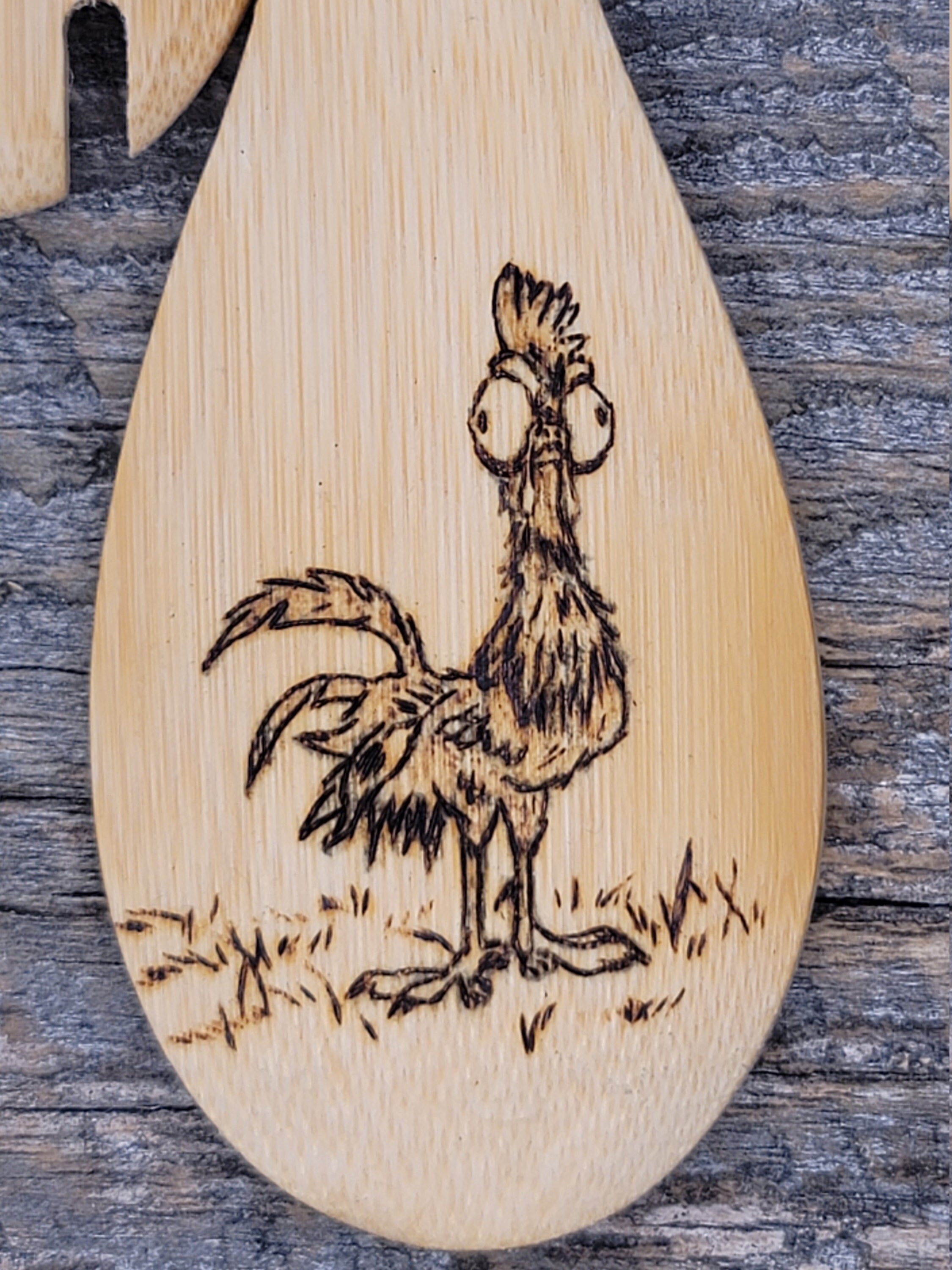 Funny Farm Animal Kitchen Mixing Spoons, Custom Pyrography Art, Fun ...