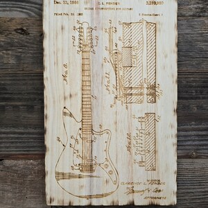Vintage 1966 Fender Guitar Schematic Pyrography Wall Art - Custom Made ...