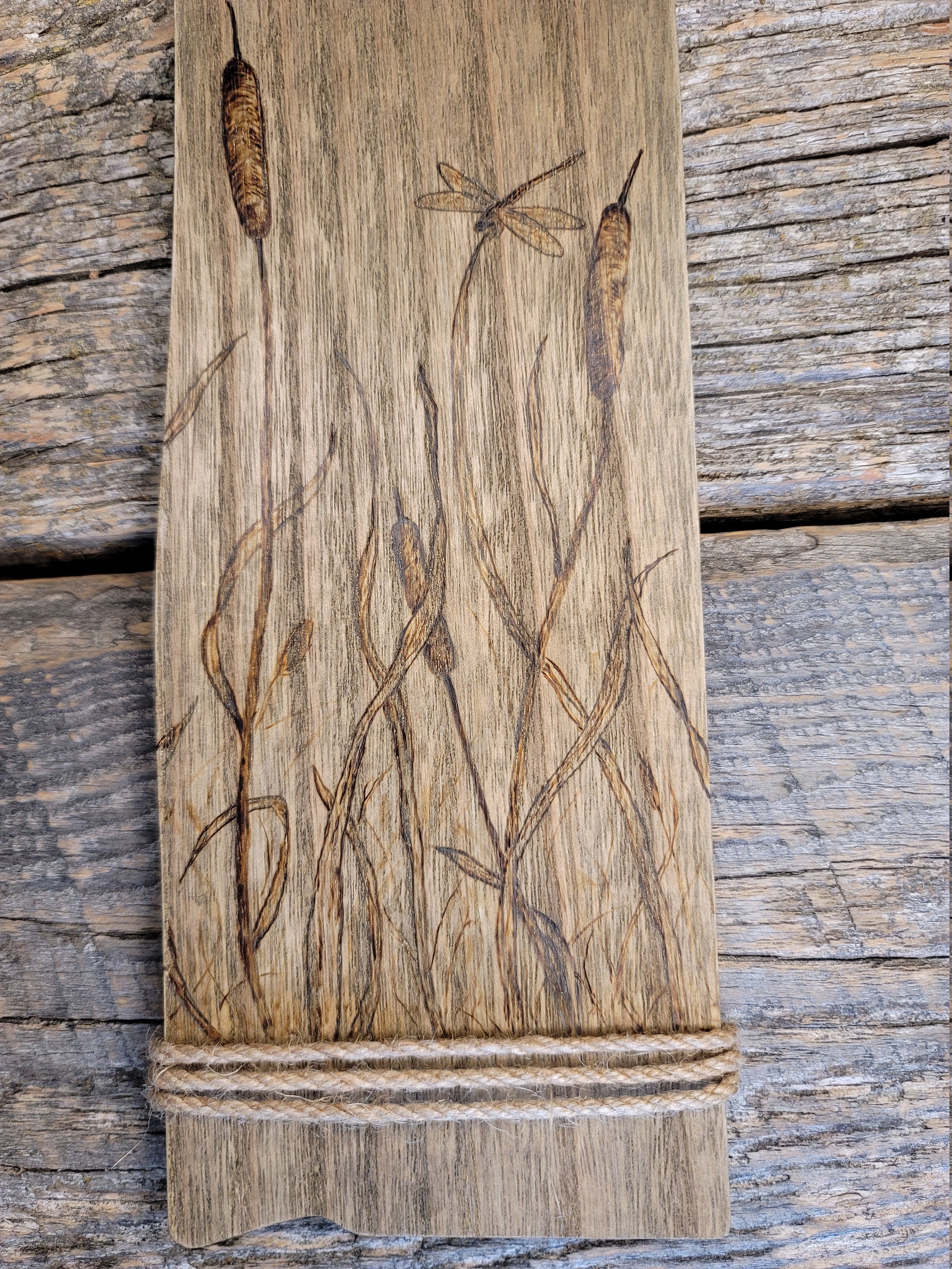 Dragonflies in Cattails, Hand-made Pyrography Wall Art - Etsy